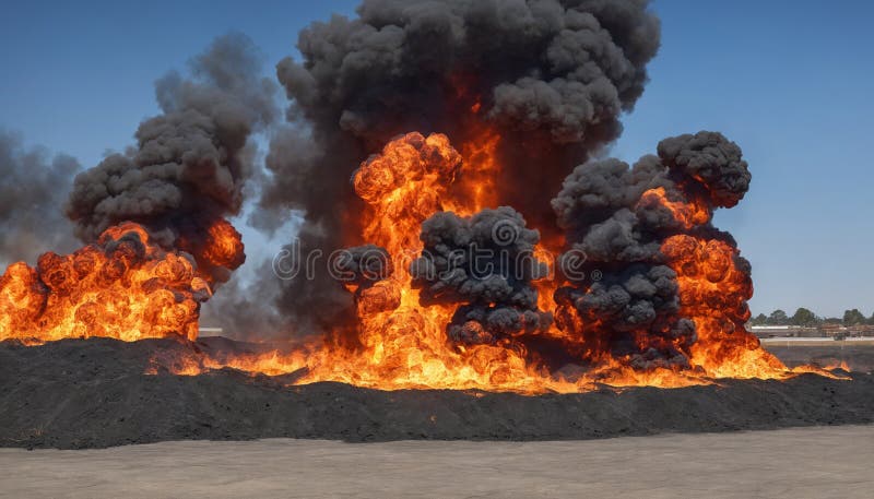 Powerful Explosion Background with Flames and Smoke Stock Illustration ...