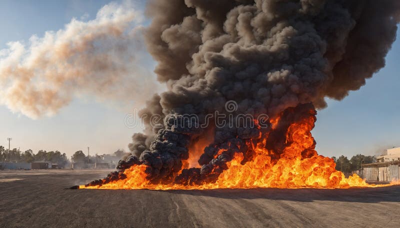 Powerful Explosion Background with Flames and Smoke Stock Illustration ...
