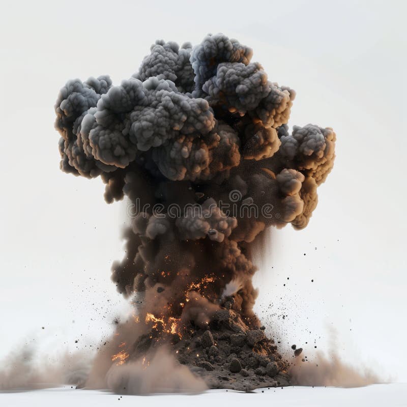 Powerful Explosion with Billowing Smoke and Debris in a Dramatic Scene ...