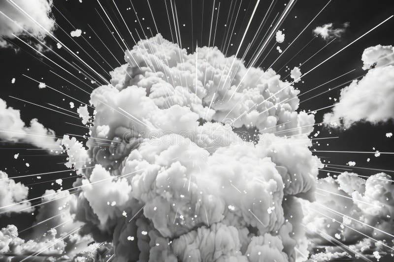 A Powerful Explosion in Black and White Stock Photo - Image of blast ...