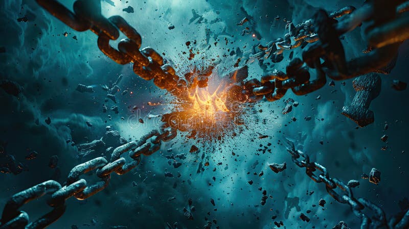 A Powerful Explosion Breaks Apart a Chain, Symbolizing Freedom and ...