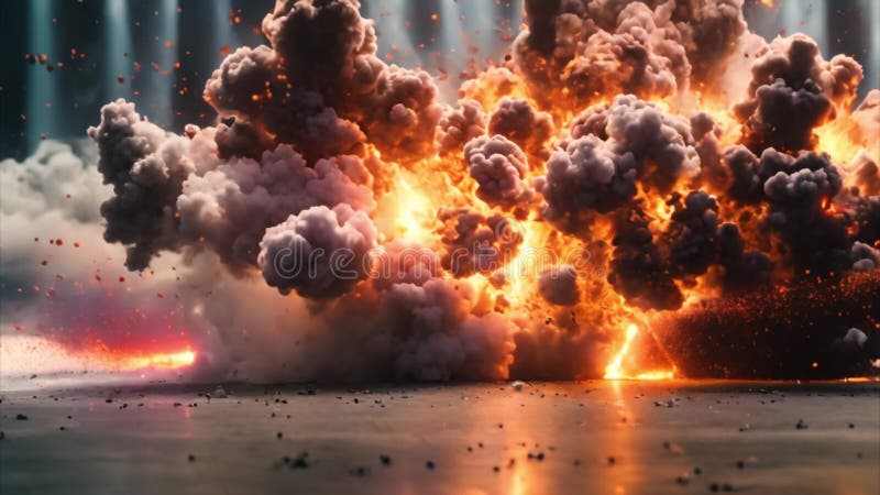 Dramatic Explosion with Fire and Smoke Stock Footage - Video of motion ...