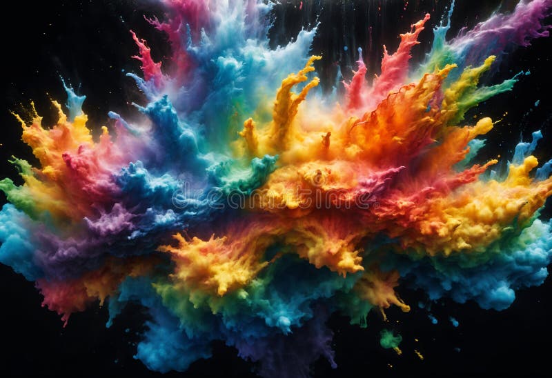 Powerful Explosion of Colorful Rainbow Water. Generative AI Stock ...