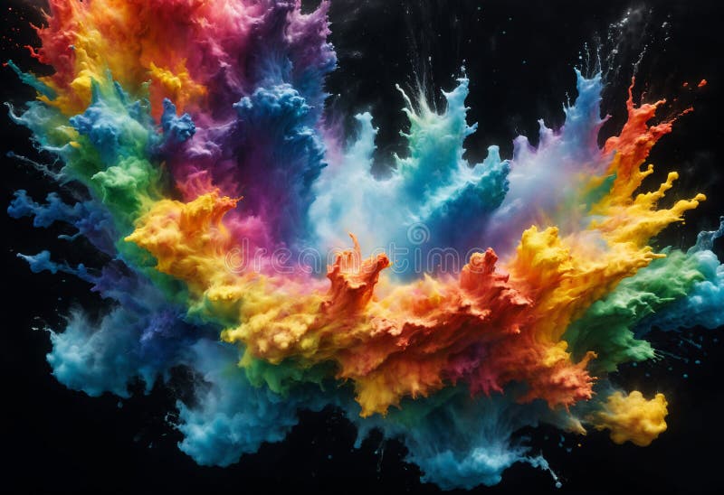 Powerful Explosion of Colorful Rainbow Water. Generative AI Stock ...