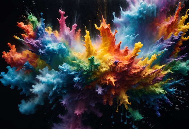 Powerful Explosion of Colorful Rainbow Water. Generative AI Stock ...