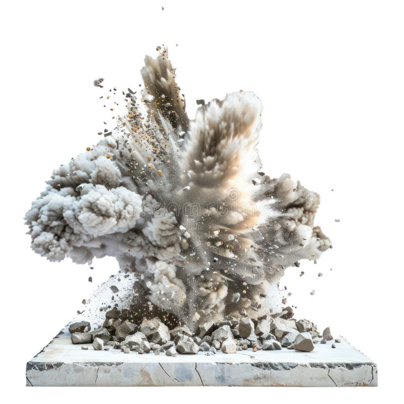 Powerful Explosion Creating a Cloud of Dust and Debris on White ...