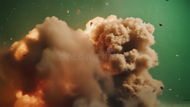Powerful Explosion with Debris on Green Screen Background Stock Video ...