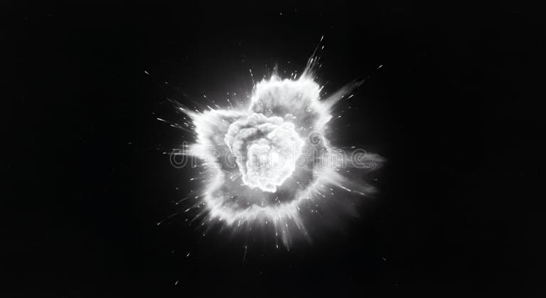 Dramatic Black and White Explosion with Bright Light and Sparks Stock ...