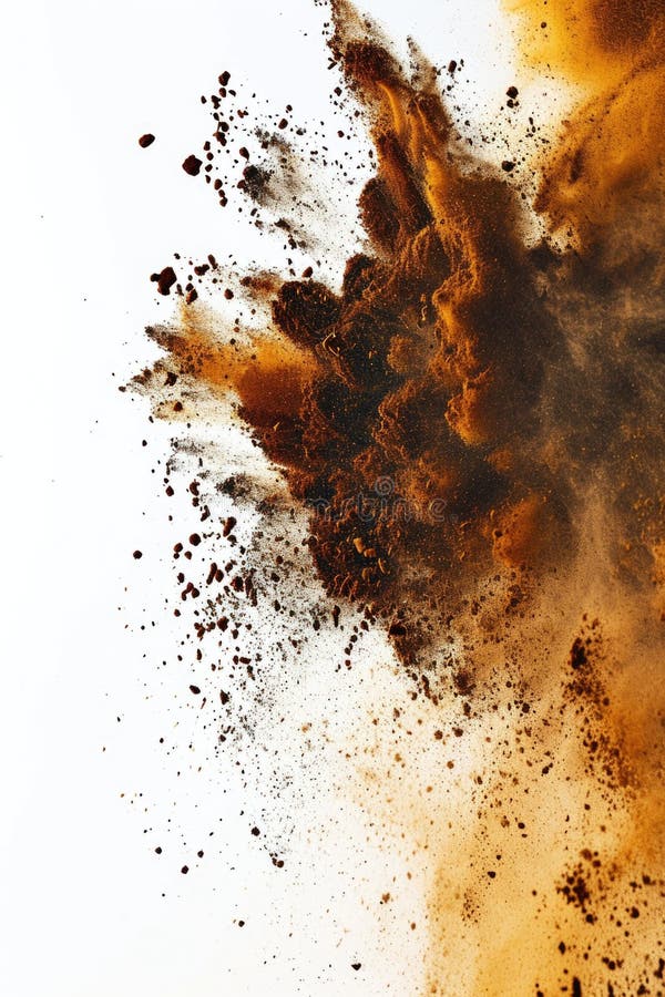 A Powerful Explosion of Dirt on a Clean White Surface. this Image ...