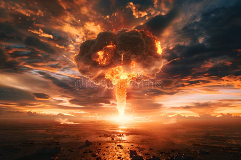 A Powerful Explosion in a Dramatic, Colorful Sky. Conceptual ...