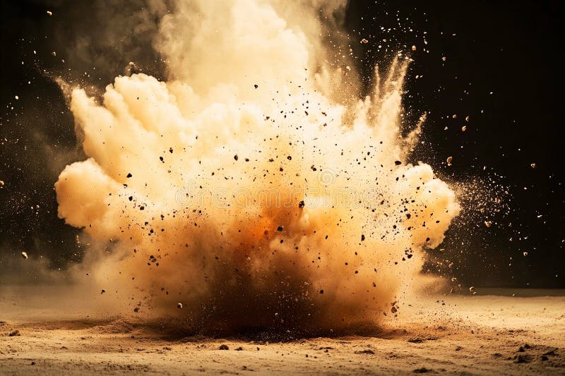 Dramatic Explosion Sends Dust and Debris Soaring in a Twilight Desert ...