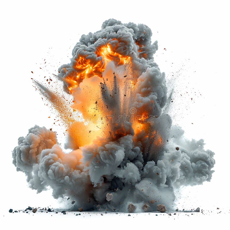 Dramatic Explosion in a Cloud of Smoke Lighting Up the Sky at Dusk ...