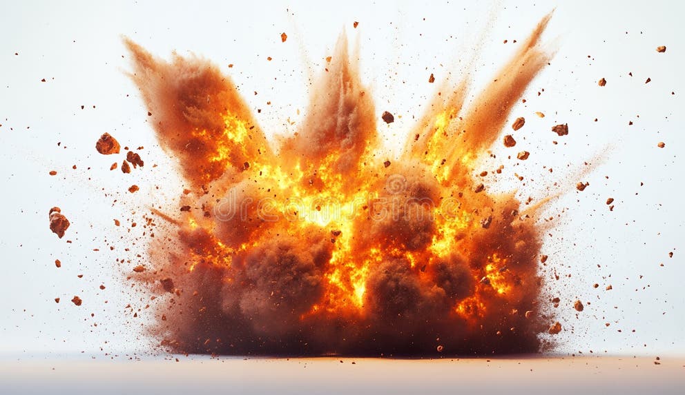 Powerful Explosion Fire Debris Blast Dramatic Scene Stock Photo Image ...