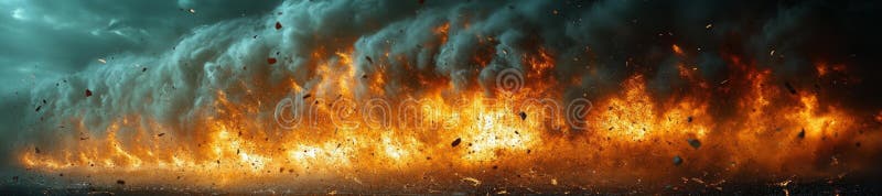 A Powerful Explosion of Fire and Debris Resembling a Tornado Tearing ...