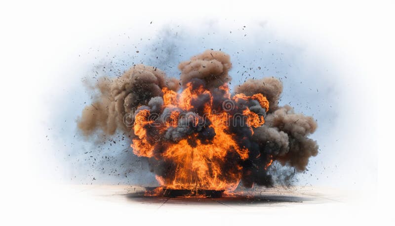 Powerful Explosion Fireball Dramatic Smoke Burst Intense Orange Flames ...