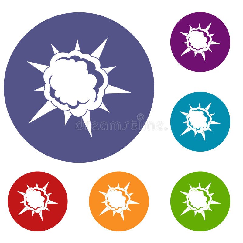 Powerful Explosion Icons Set Stock Vector - Illustration of atomic ...