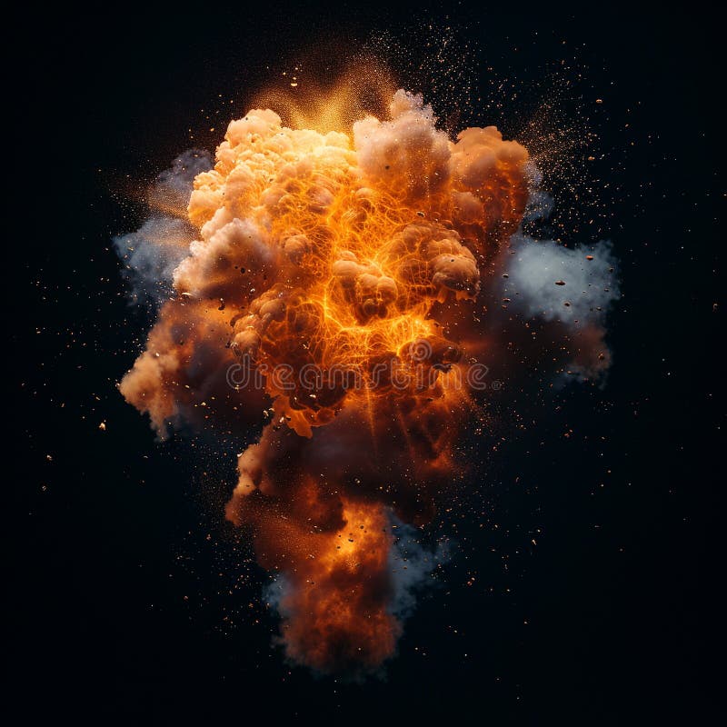 Dynamic Explosion Illuminating Dark Surroundings with Fiery Orange and ...