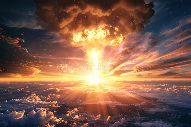 Dramatic Explosion in the Sky with Vibrant Sunset Colors. Conceptual ...
