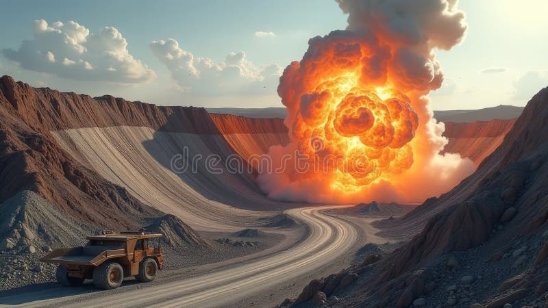 A Powerful Explosion in a Large Mining Quarry Stock Image - Image of ...