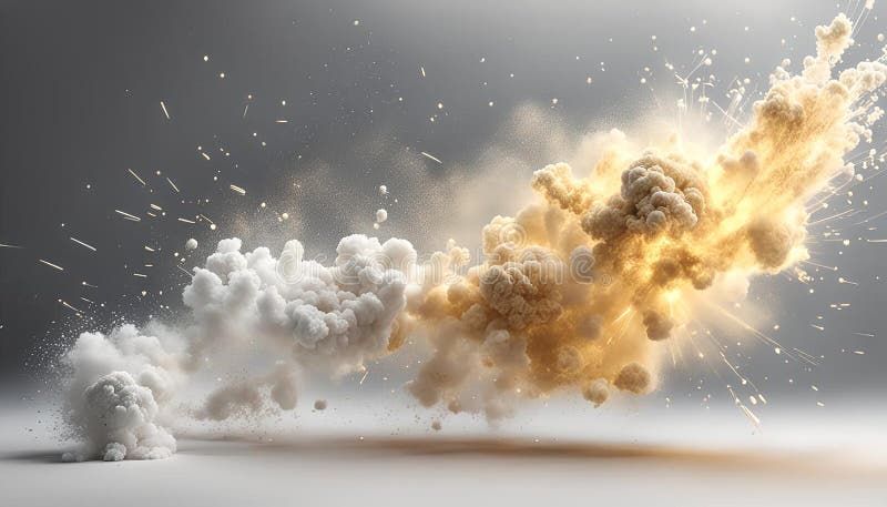 A Powerful Explosion with a Large White Smoke Plume and Radiating ...