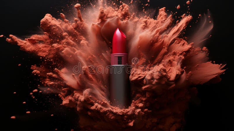 Powerful Explosion of Red Dust Designer Lipstick Background Stock ...
