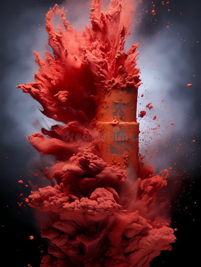 Powerful Explosion of Red Dust, a Red Liquid Explosion Stock ...