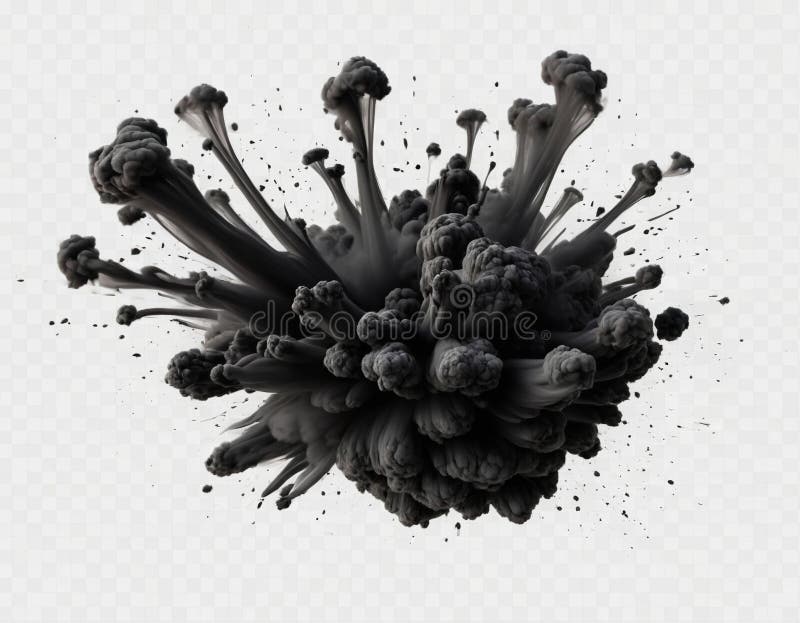 Dramatic Explosion with Black Smoke Contrasting Against a White ...