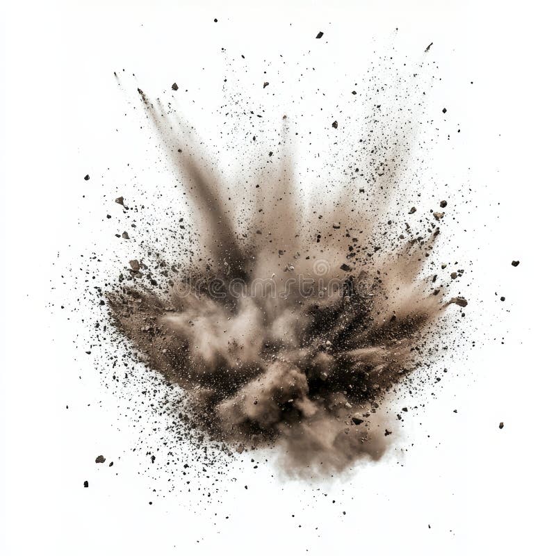 Abstract Dirty Explosion on White Background Dramatic Dust Cloud Stock ...