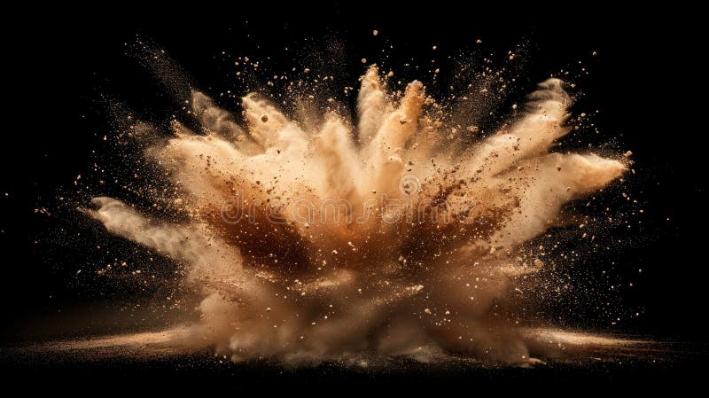 Dust Explosion in a Dark Environment Creating a Dramatic Visual Effect ...