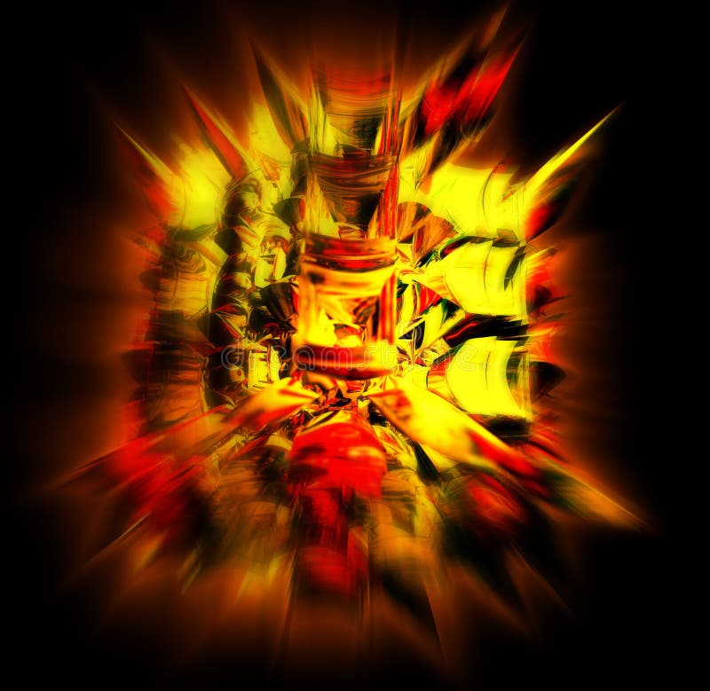 Powerful Explosion, Sharp-edged Fire Crystal, Unique 3d Image. Shallow ...