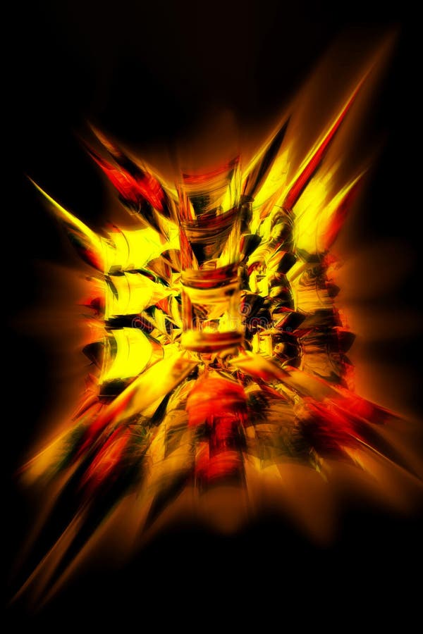Powerful Explosion, Sharp-edged Fire Crystal, Unique 3d Image. Shallow ...