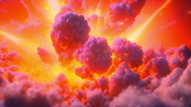 Fiery Explosion in the Sky stock video. Video of rays - 336012949
