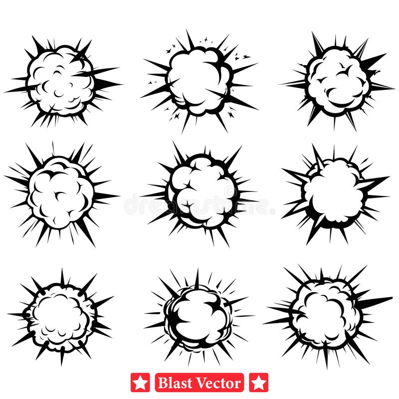 Powerful Explosions Unleashed Versatile Blast Vector Silhouette Collection Stock Vector ...