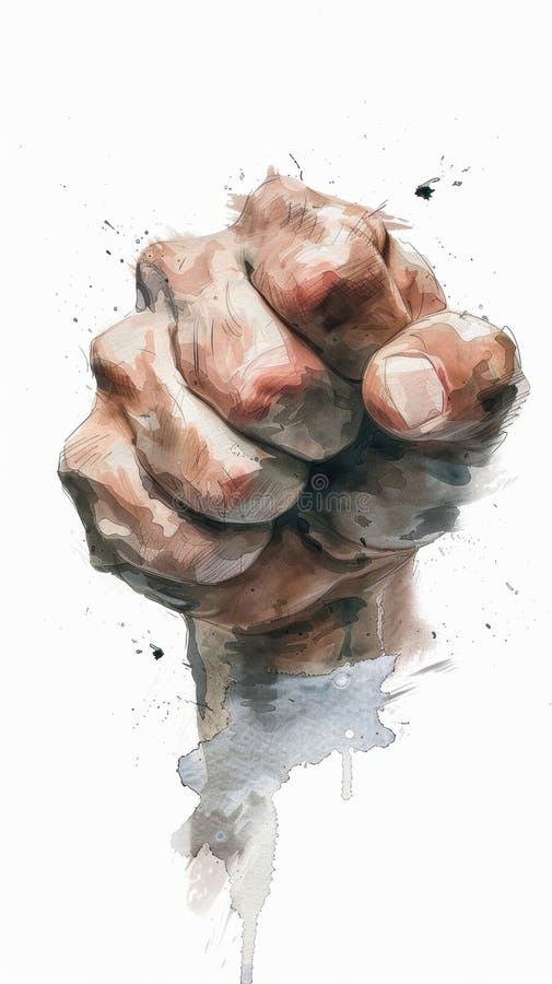 Powerful Expression of Strength Concept in Watercolor Art for ...