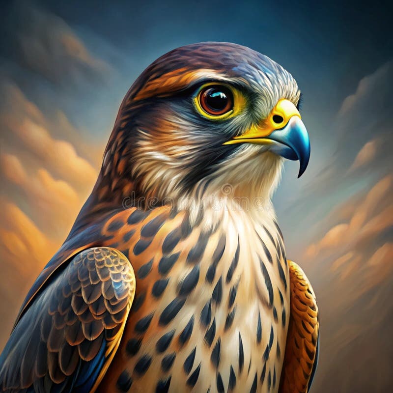 Powerful Falcon with Sharp Gaze on Perch. Stock Illustration ...