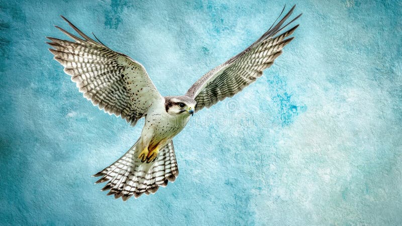 A Powerful Falcon Soars through the Sky with Outstretched Wings Stock ...