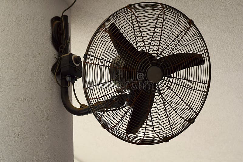 Powerful fan on the column stock photo. Image of hanging - 232833798