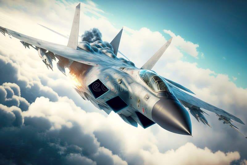 Powerful Fighter Jets Accelerates in Sky and Flies Up Stock ...