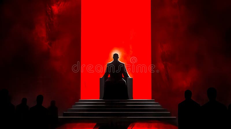 Powerful Figure Sitting on Throne with Audience Watching Stock Photo ...