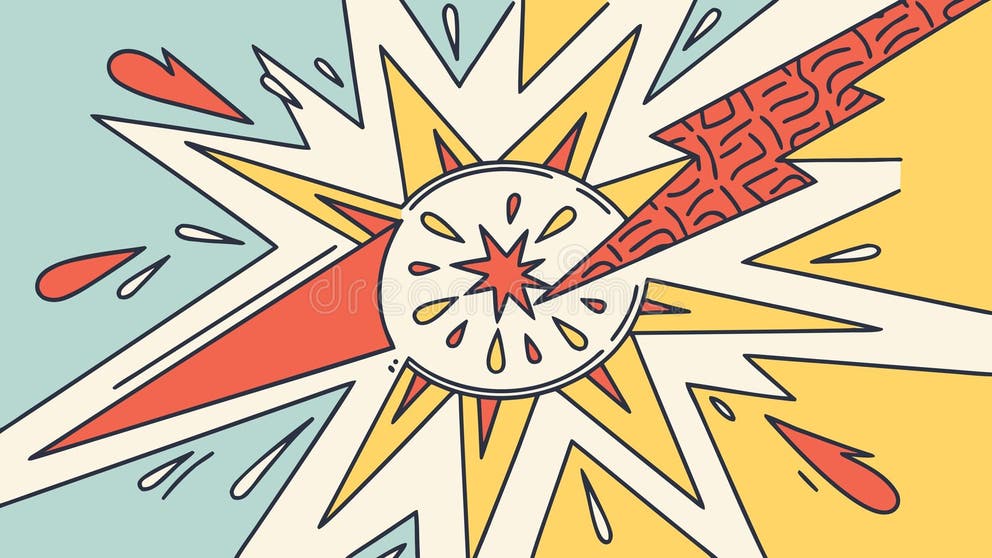 Powerful Figure Throwing Spear with Explosive Impact, Vector Design ...