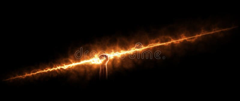 Powerful Fire Arrow in a Strong Hand. Background. Isolated Stock ...