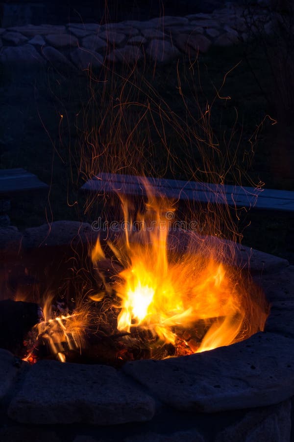 Powerful Flames and Sparks of a Fire Stock Image - Image of dust ...