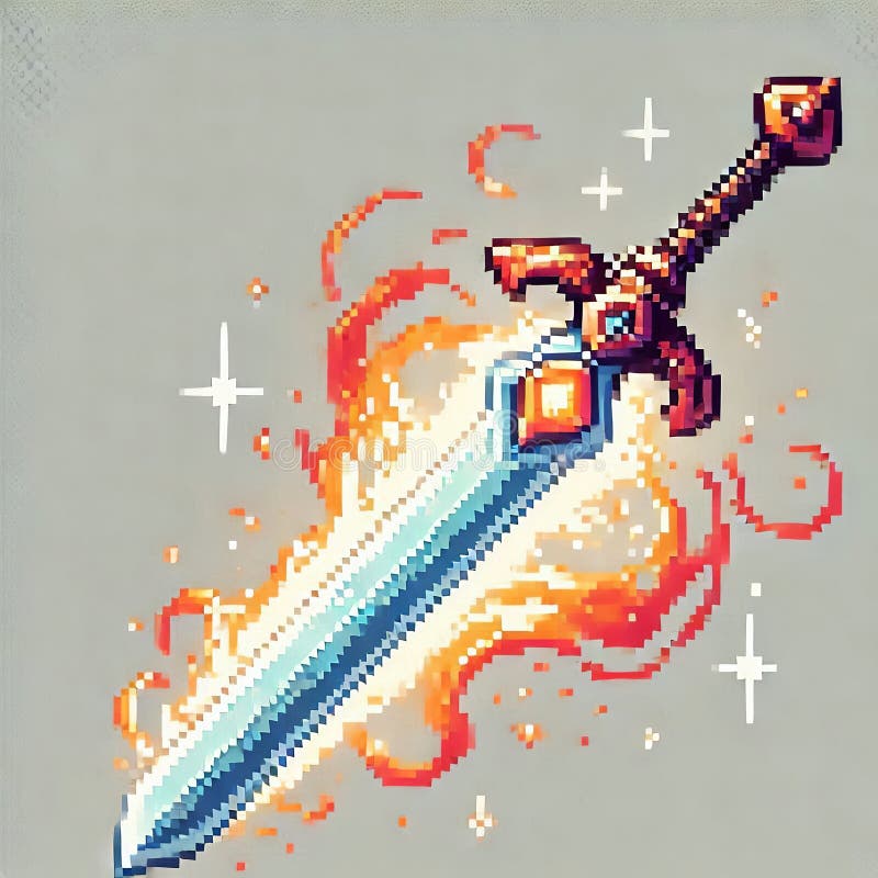Fire Blade Pixel Weapon stock illustration. Illustration of flame ...