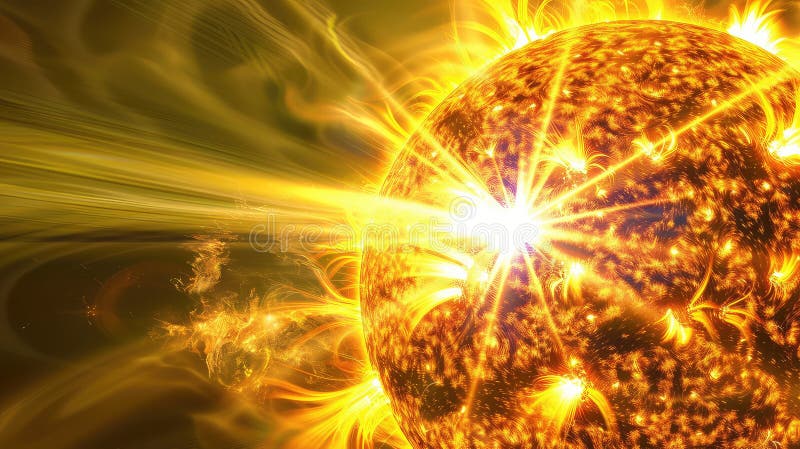 A Powerful Flare on the Sun Surface. Dazzling Flare Lights Up the Sun S ...