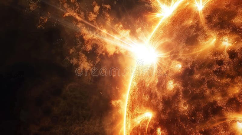 A Powerful Flare on the Sun Surface. Stock Image - Image of flare ...