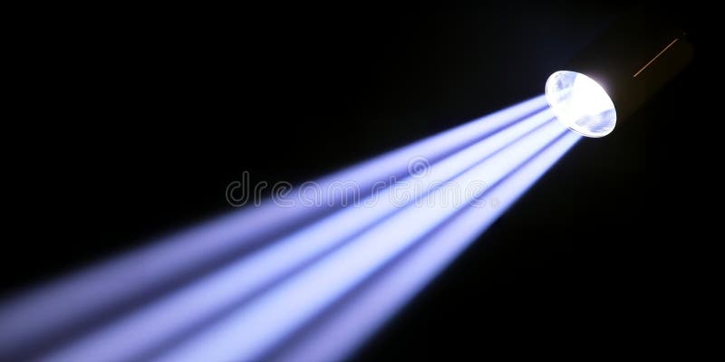 Powerful Flashlight Beam Light Rays in Darkness Bright Illumination at ...