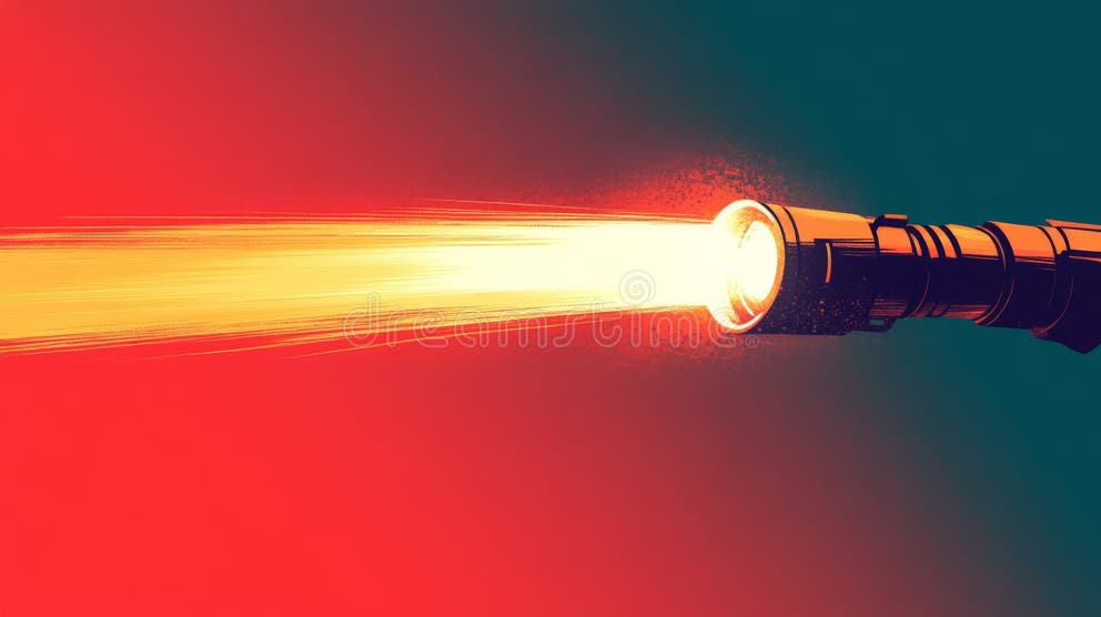 Powerful Flashlight Emitting a Bright Red Light Beam Stock Photo ...