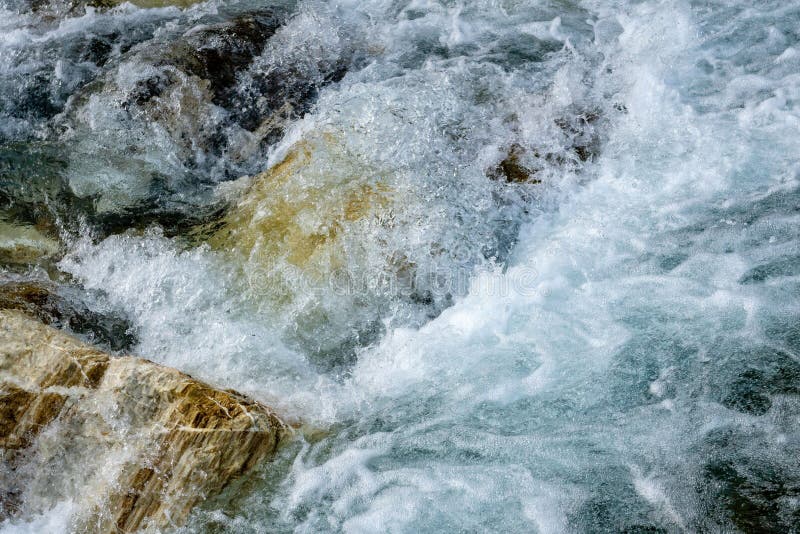Powerful Flow of Water Over the Stones, Mountain River Close Up. Stock ...