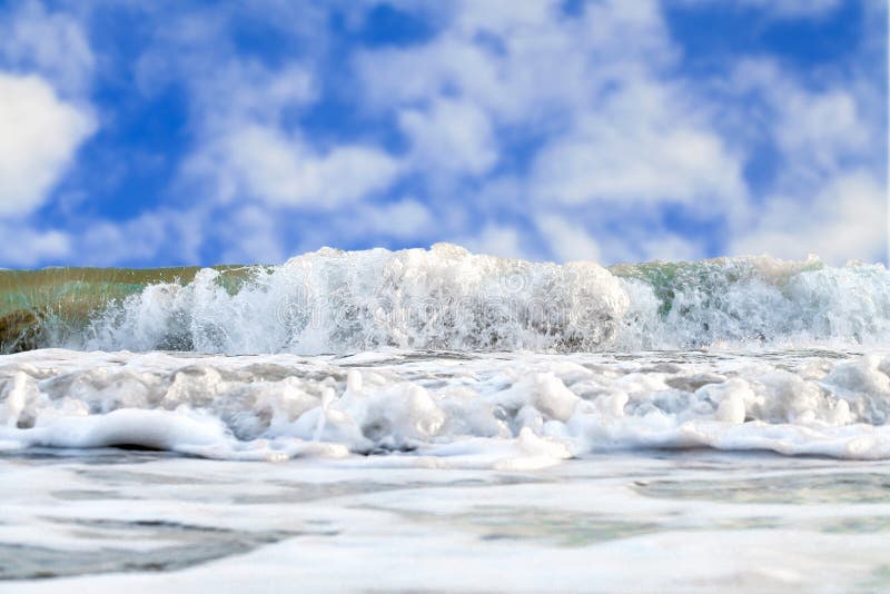 Powerful Foamy Wave Runs in a Coast.selective Focus Stock Photo - Image ...
