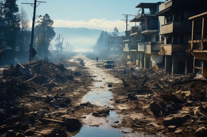 Devastating Tsunami, Portraying the Immense Destruction and Chaos Left ...